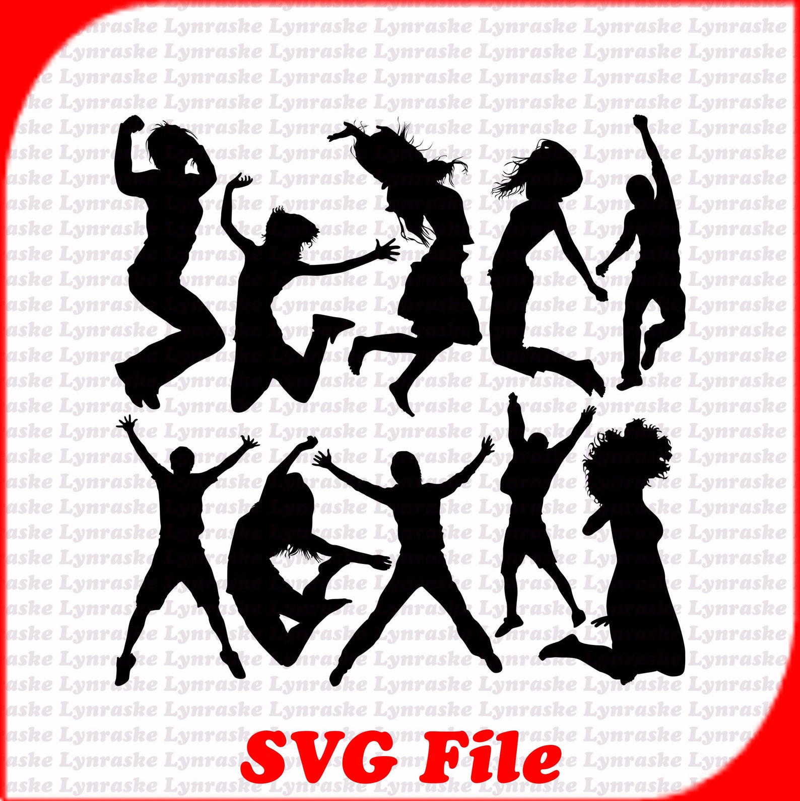 Jumping People Silhouette Vectors SVG 5 Svg Dxf Cricut | Etsy
