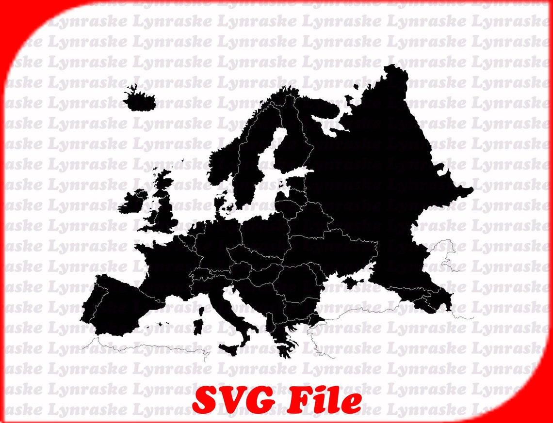 Europe Map Silhouette Vectors SVG, Svg, Dxf, Cricut, Silhouette Cut ...