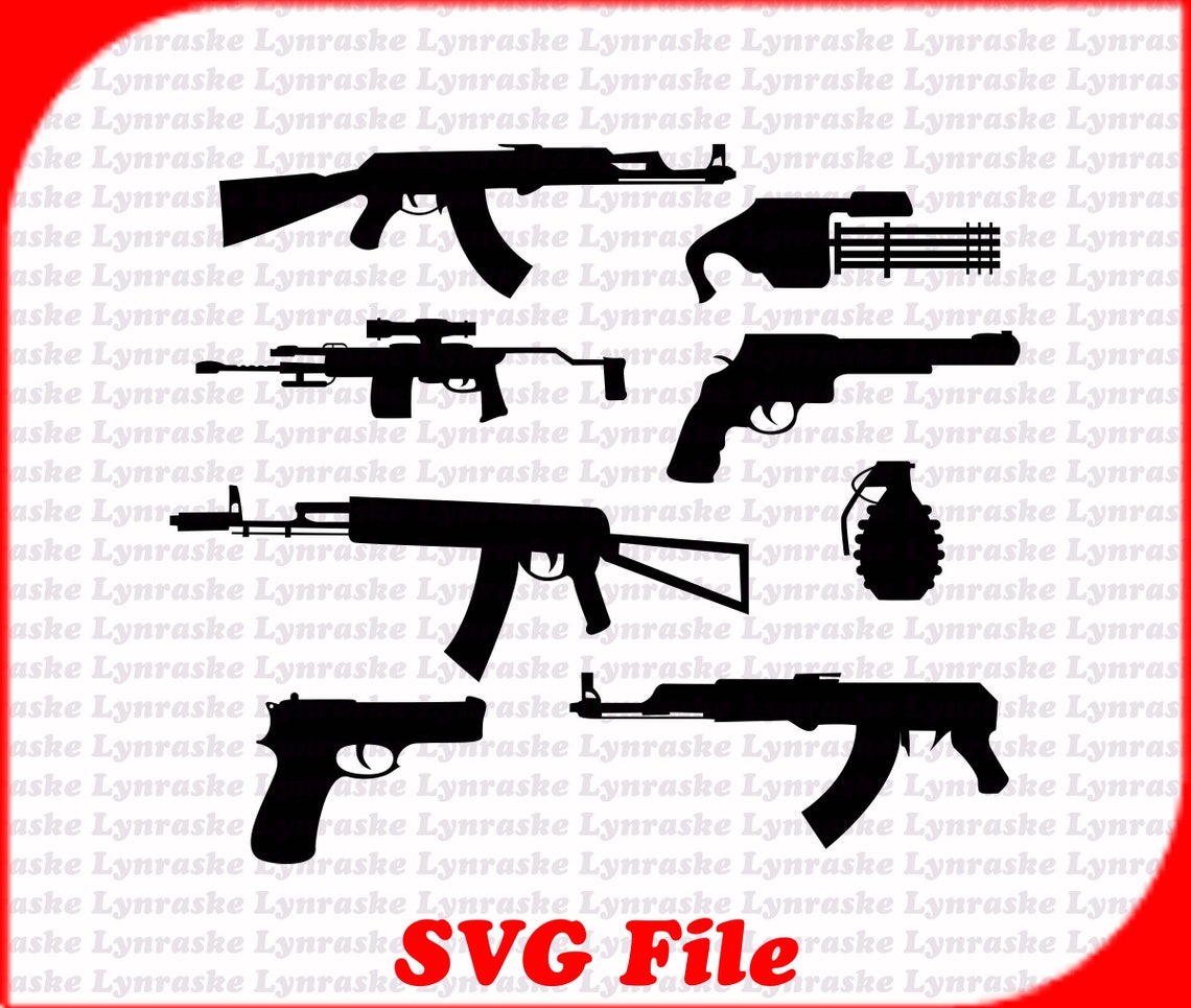 Gun Silhouette Vectors SVG Svg Dxf Cricut Silhouette Cut - Etsy