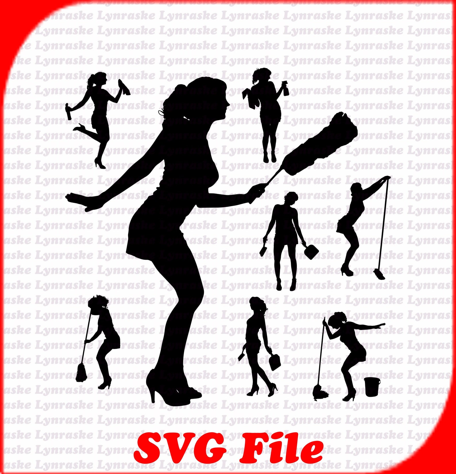 Creative Cleaning Woman Silhouette Vectors SVG Svg Dxf | Etsy