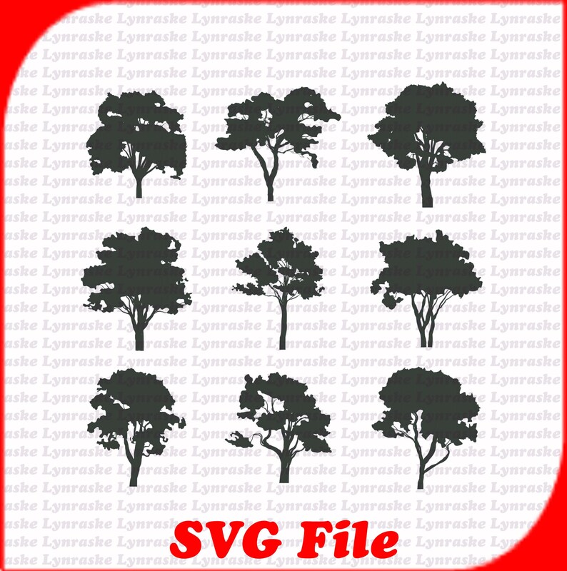 Bomen met Variety Silhouette Vectors SVG svg dxf Cricut - Etsy België