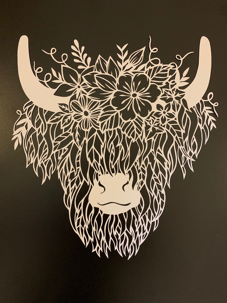 Highland Cow Papercut - Etsy