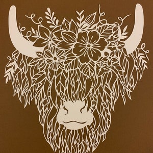 Highland Cow Papercut - Etsy