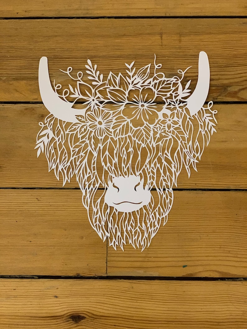 Highland Cow Papercut - Etsy