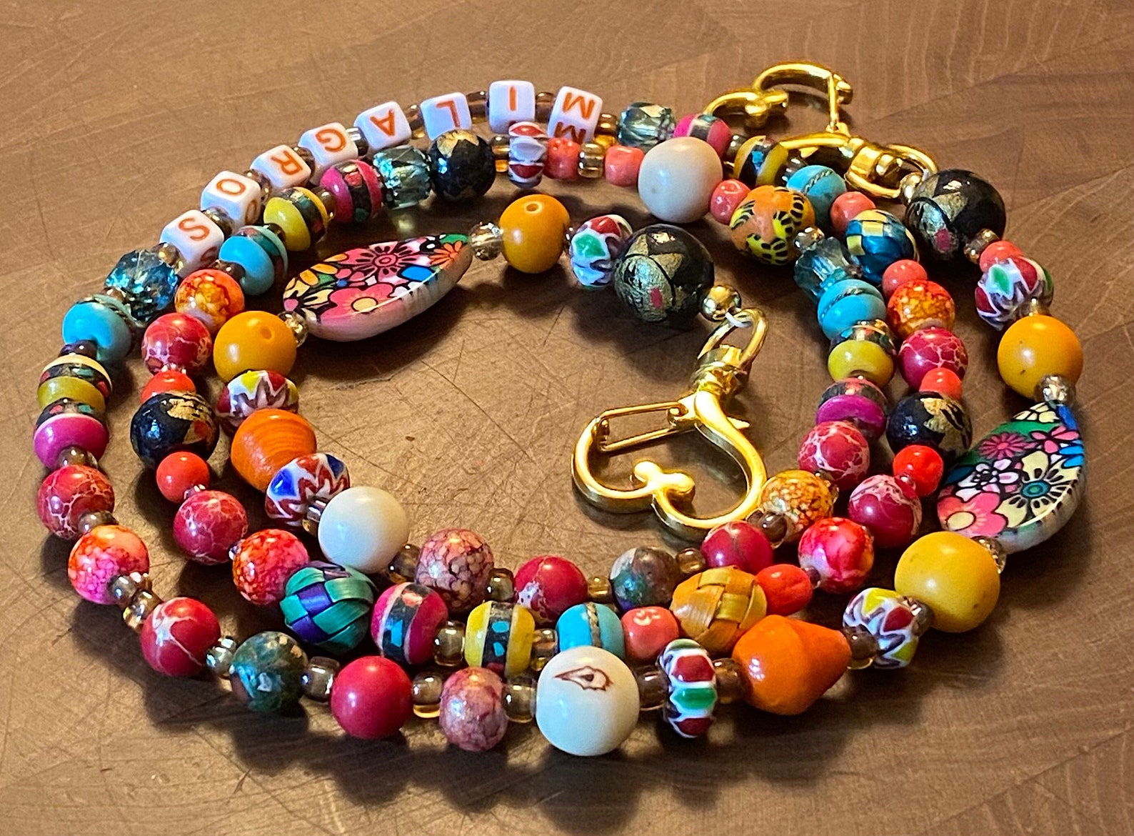 Teacher ID Bead Lanyard Necklacebadge ID Bead Necklace - Etsy