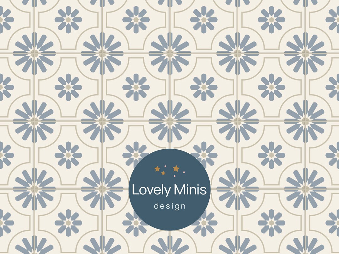 Dollhouse Cement Tile Printable, Spanish Flowers Pattern, 1:12 Scale ...