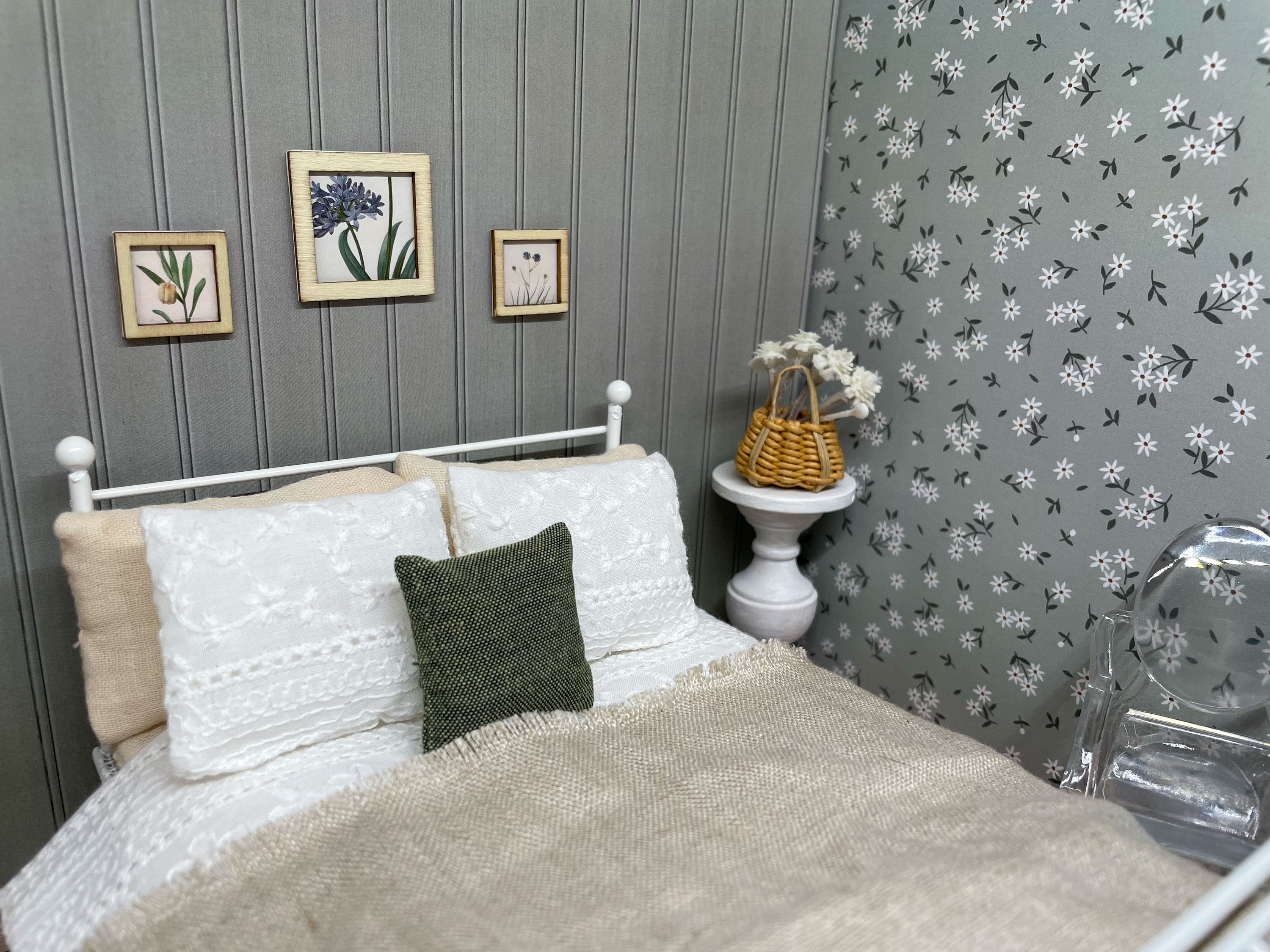 Dollhouse Olive Green Wooden Wainscot Beadboard Panel Shiplap 1:12 ...