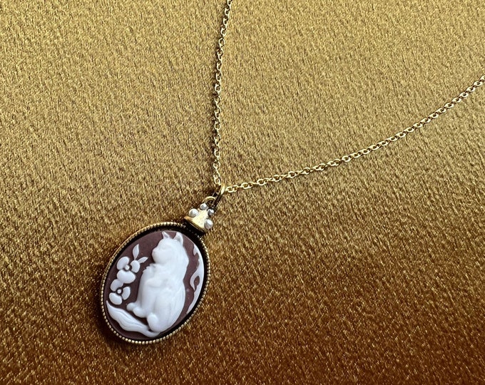 Cat Cameo Gold Necklace - Etsy
