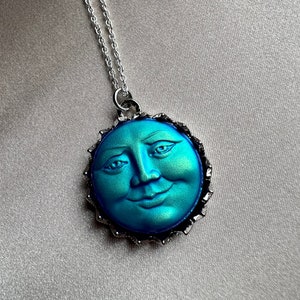 Blue Moon Face Necklace - Etsy