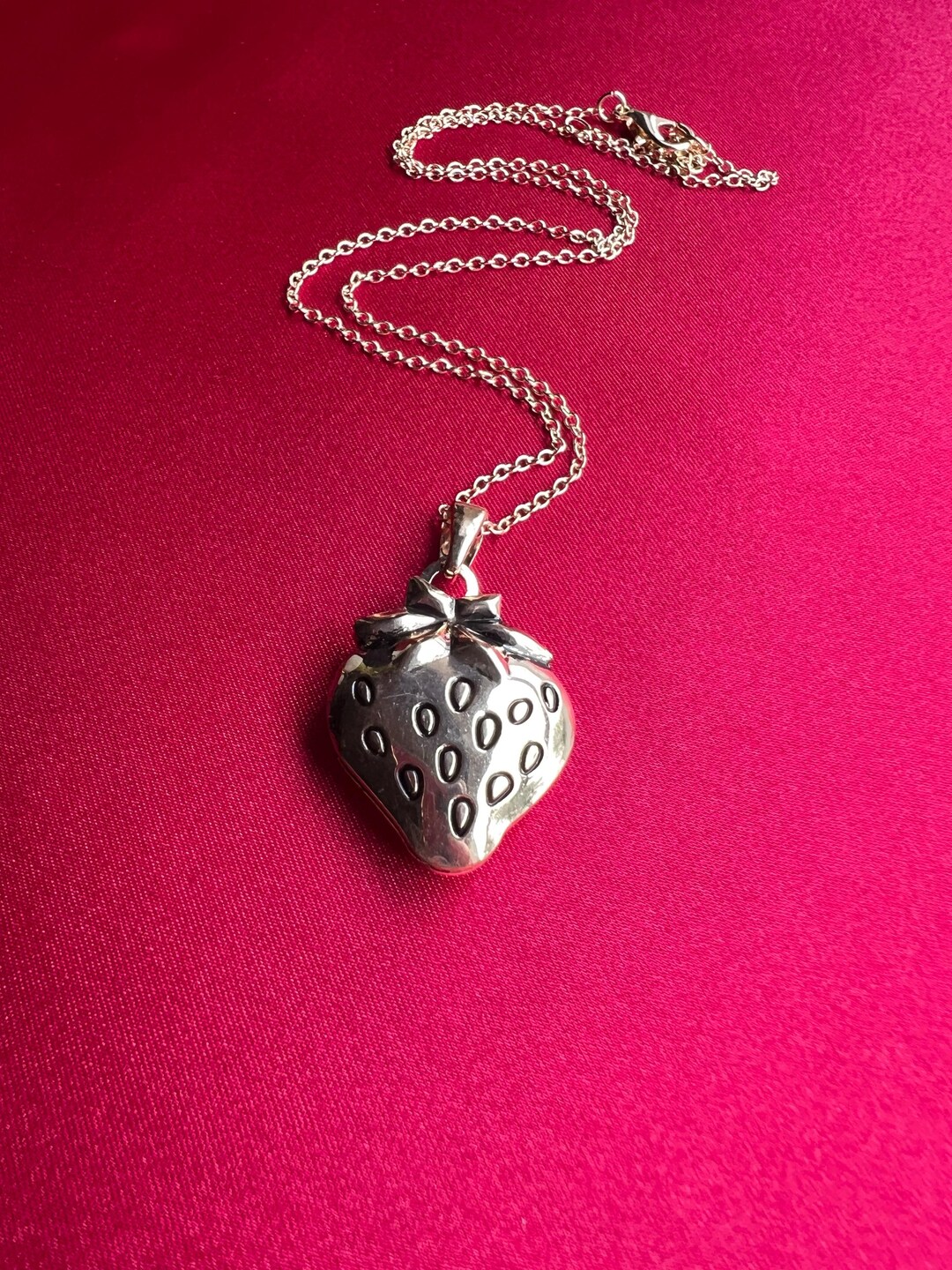 Strawberry Locket Necklace - Etsy