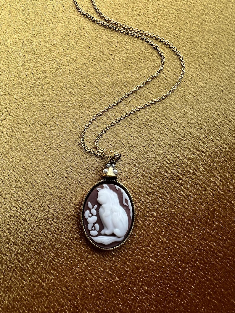 Cat Cameo Gold Necklace - Etsy