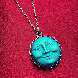 Blue Moon Face Necklace - Etsy