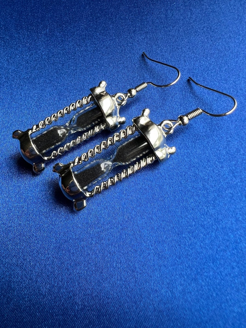 Hourglass Earrings With Black Sand - Etsy