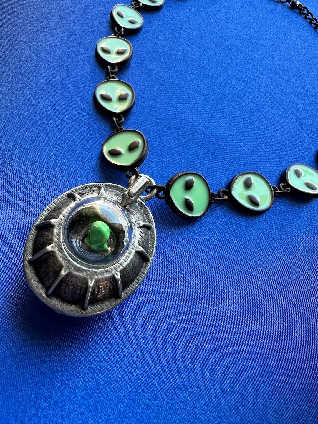 Alien UFO Glow in the Dark Necklace, One of A Kind Space Jewelry - Etsy