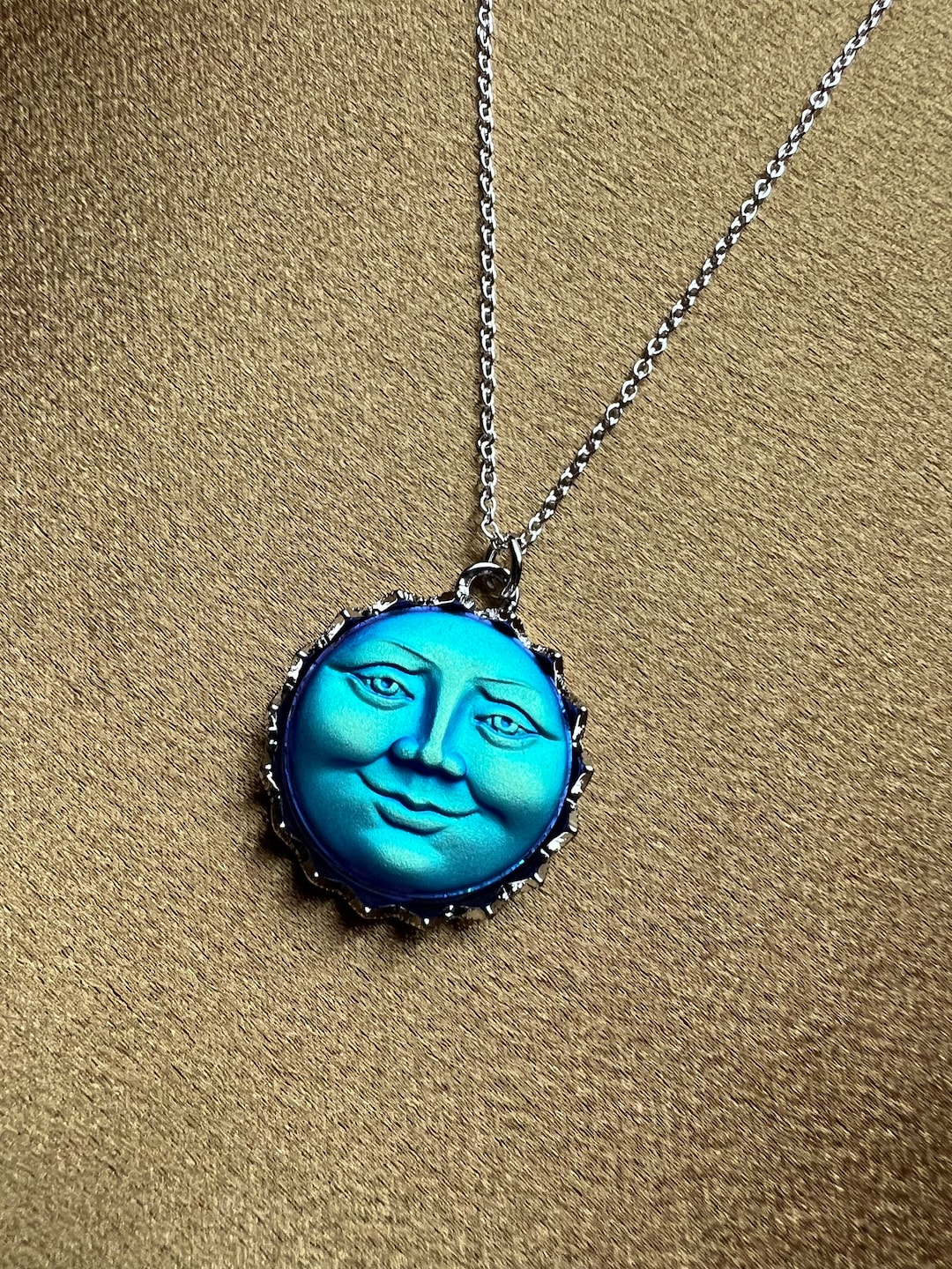 Blue Moon Face Necklace - Etsy