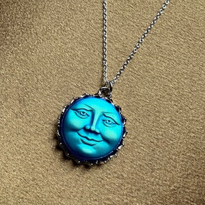 Blue Moon Face Necklace - Etsy
