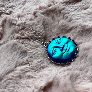 Blue Moon Face Necklace - Etsy