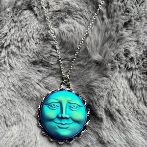 Blue Moon Face Necklace - Etsy
