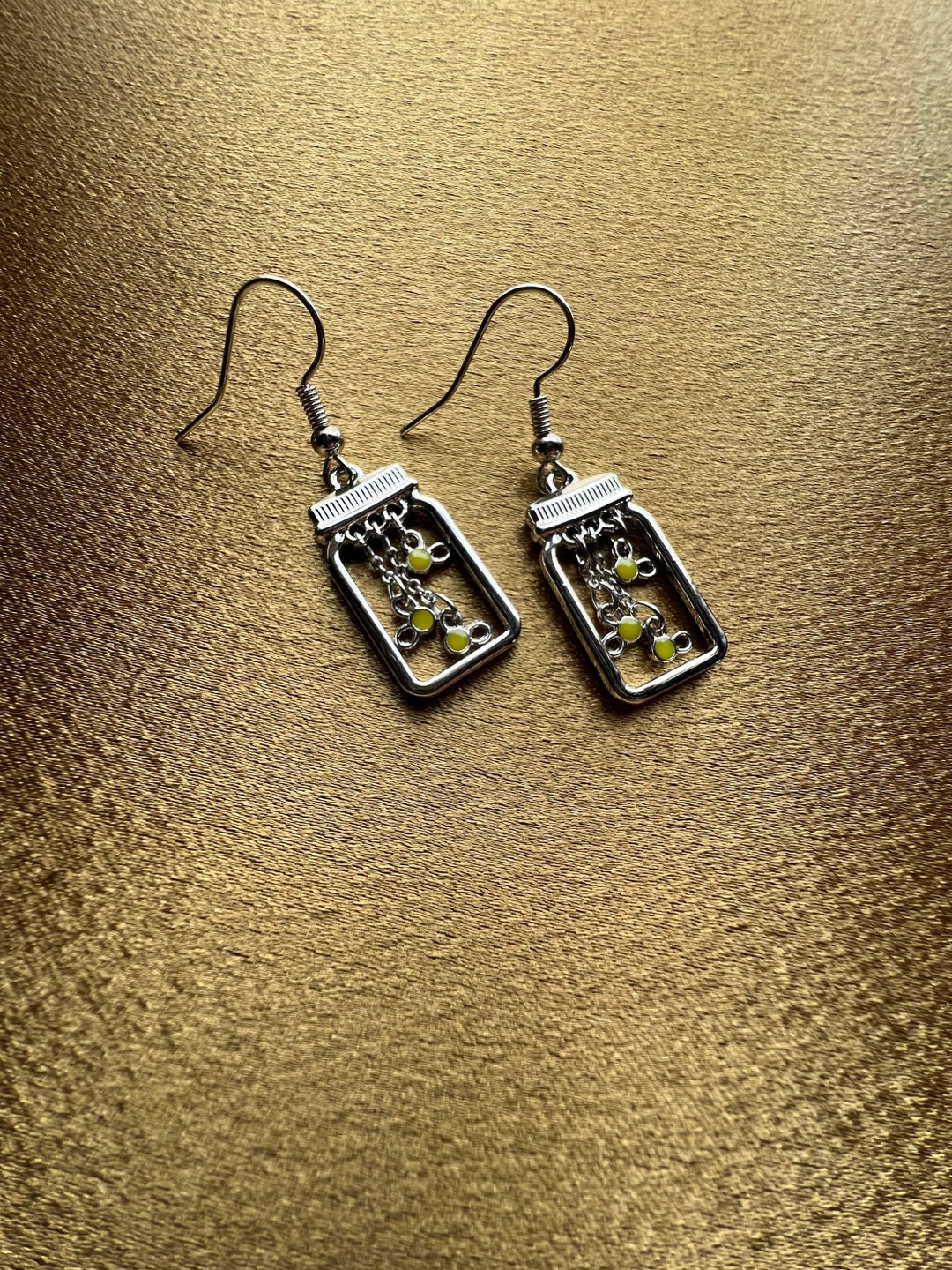 Fireflies in a Jar Dangle Earrings, Glow in the Dark Lightning Bug ...