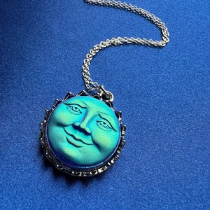 Blue Moon Face Necklace - Etsy