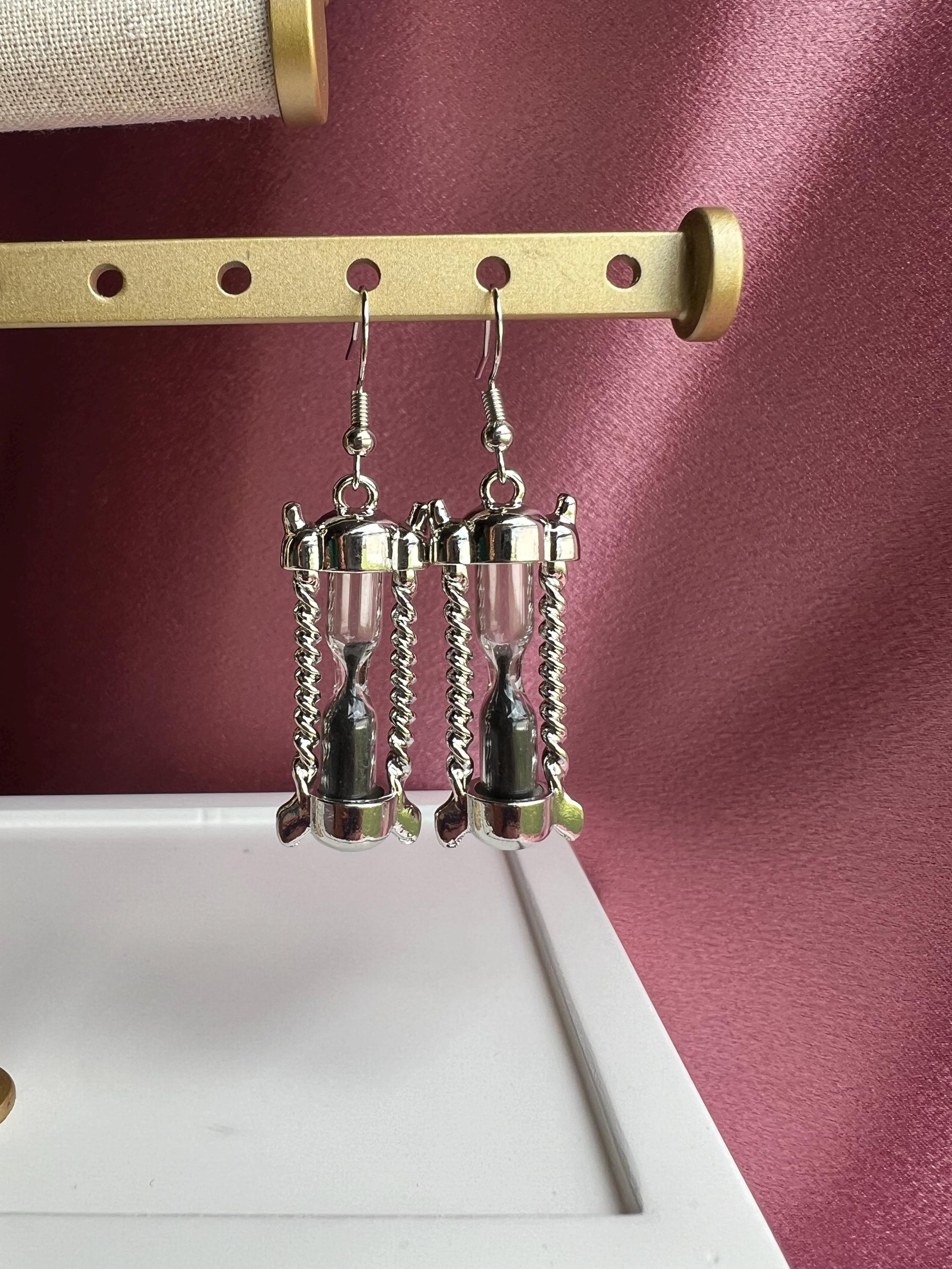 Hourglass Earrings With Black Sand - Etsy