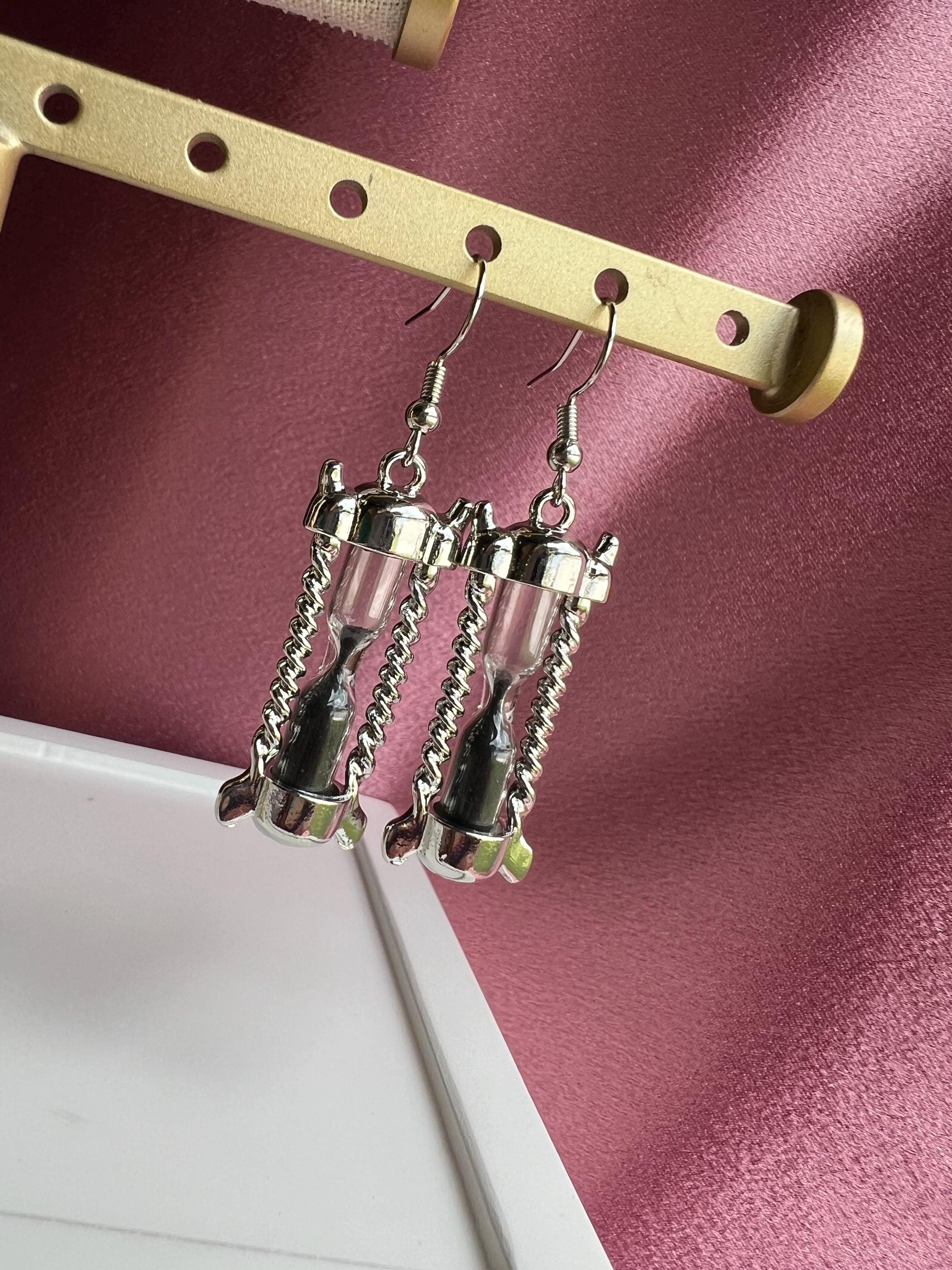 Hourglass Earrings With Black Sand - Etsy