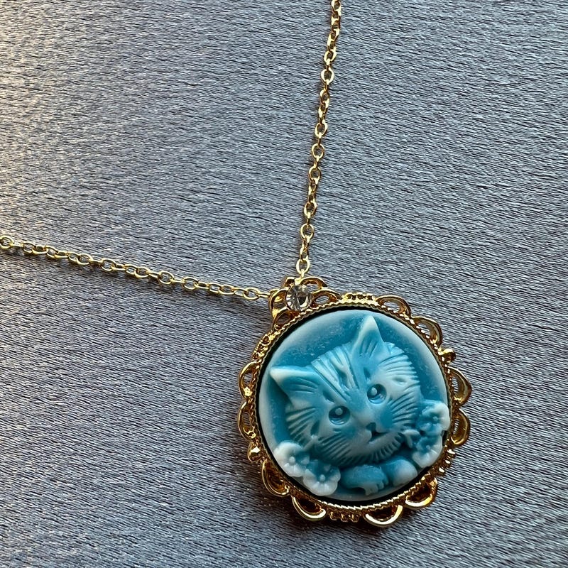 Cat Cameo Necklace - Etsy