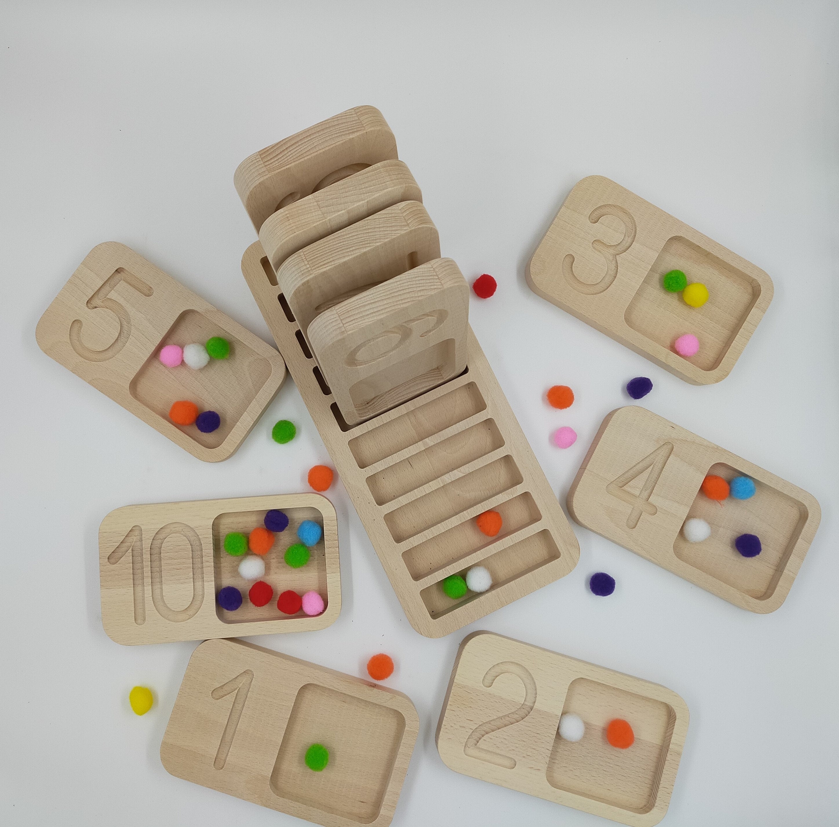 1-10 Math Number Wooden Trays/preschool Activity for - Etsy