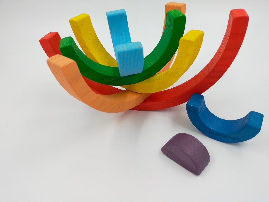 Rainbow Wooden Puzzle/rainbow Stacker/waldorf Rainbow Stacker ...