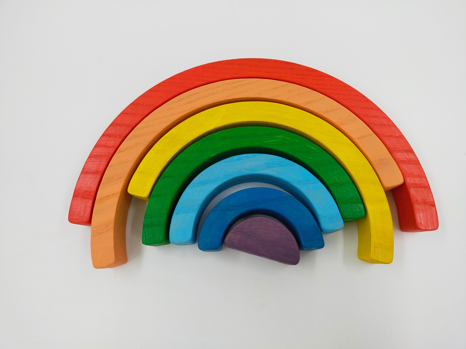 Rainbow Wooden Puzzle/rainbow Stacker/waldorf Rainbow Stacker ...