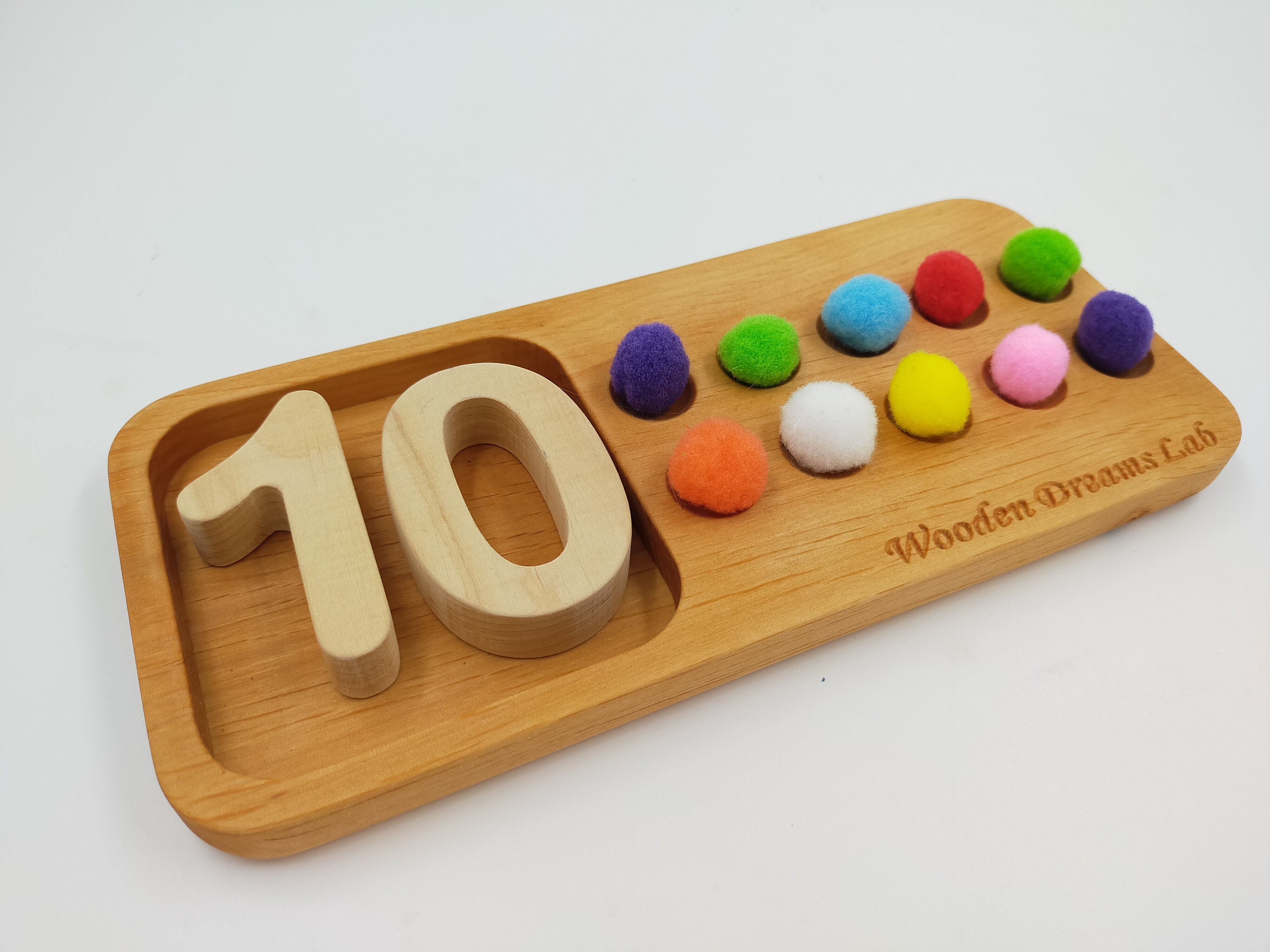 Toys Wooden Counting Tray Montessori Wooden Math Tray Math and Counting ...