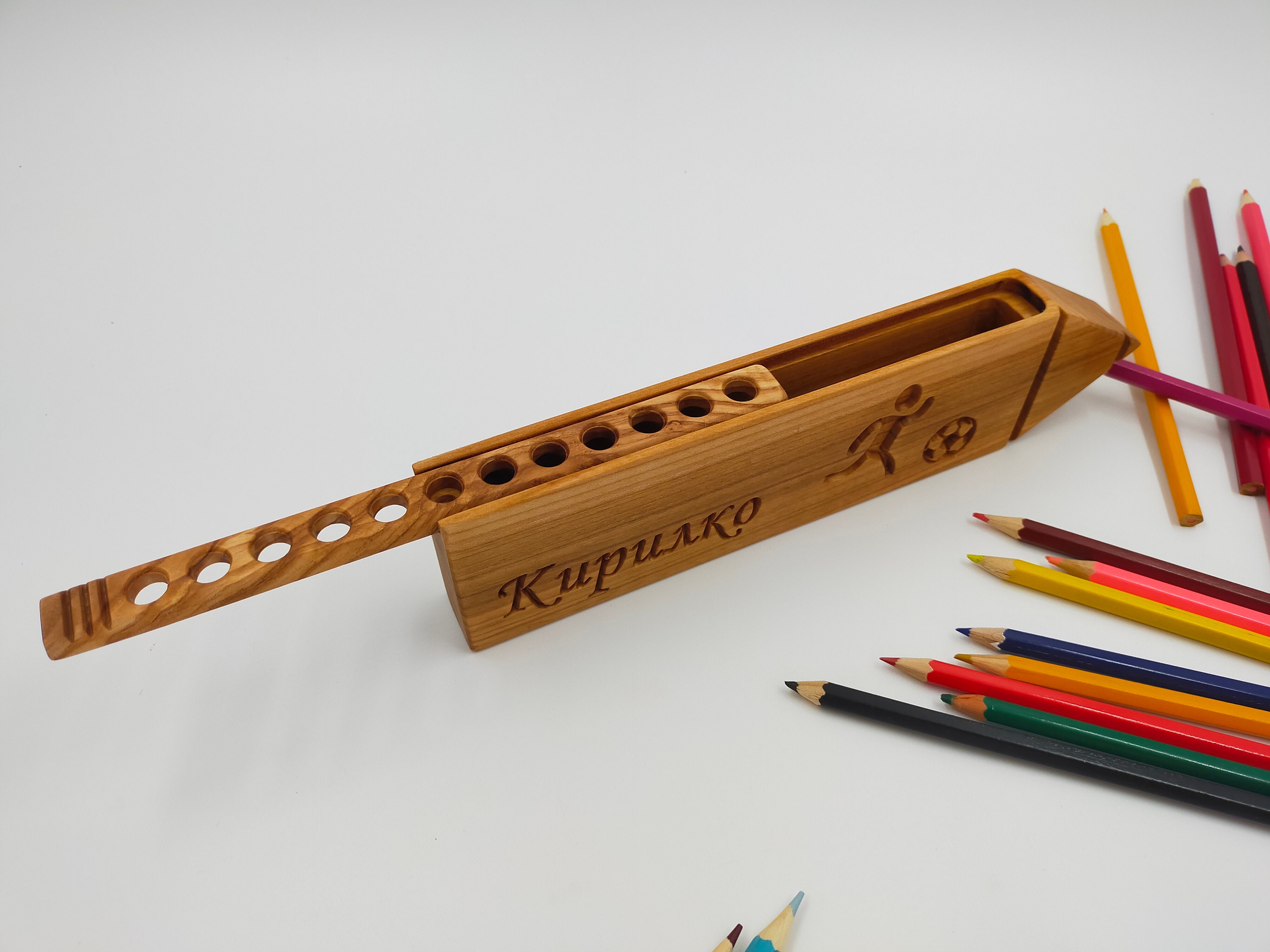 Wooden Pencils Holder Box /organizer Pencil/ Christmas Gift/ Montessori ...