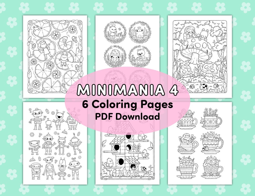 Minimania 4: Magical Coloring Pages | Set of 6 Images | PDF File for ...