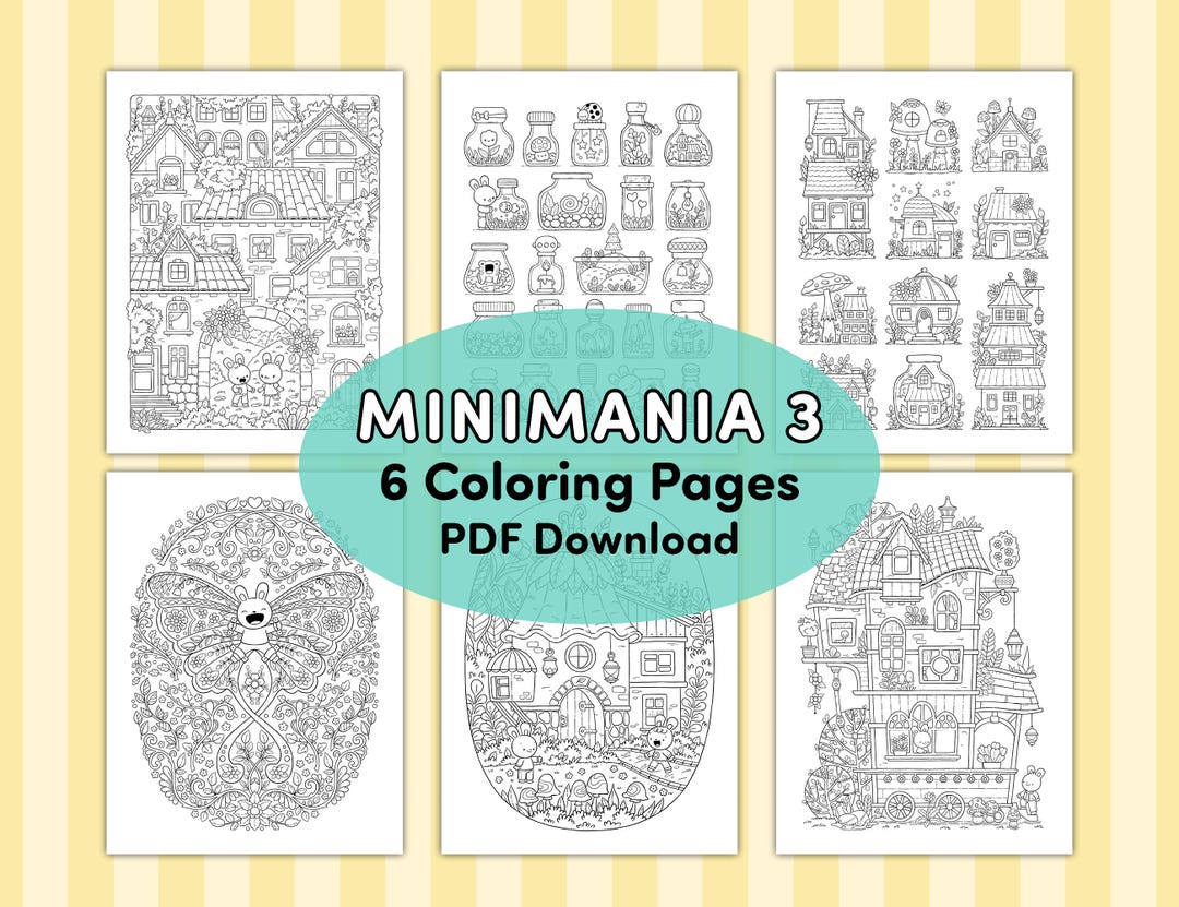 Minimania 3: Magical Coloring Pages | Set of 6 Images | PDF File for ...