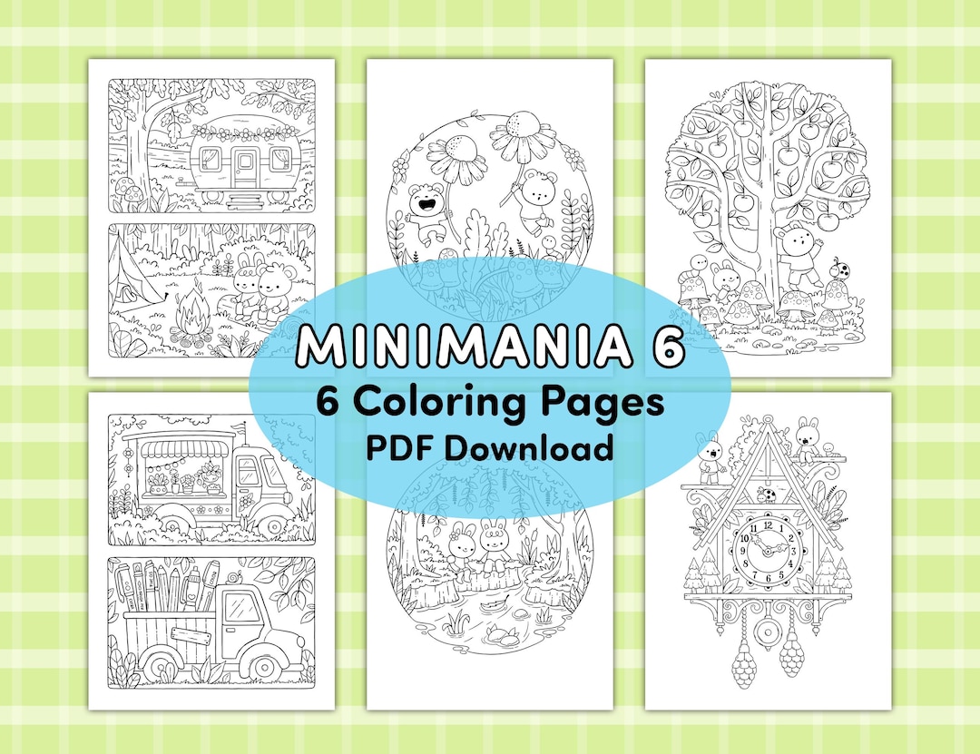 Minimania 6: Cute Coloring Pages | Set of 6 Pictures | PDF File for ...