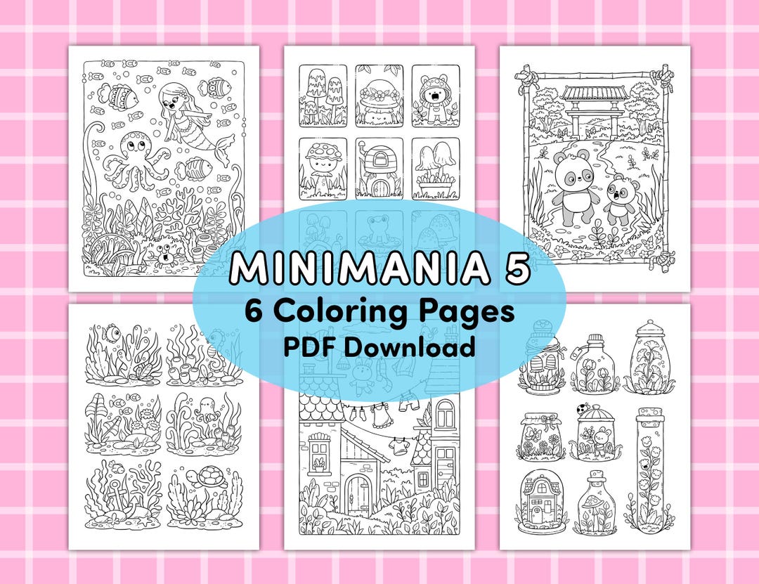 Minimania 5: Magical Coloring Pages | Set of 6 Images | PDF File for ...