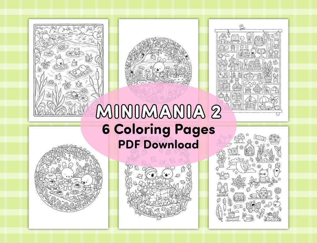 Minimania 2: Magical Coloring Pages | Set of 6 Images | PDF File for ...
