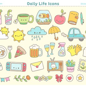 Daily Life Icons - Digital Stickers - Goodnotes Pre-croppd - PNG - Hand ...