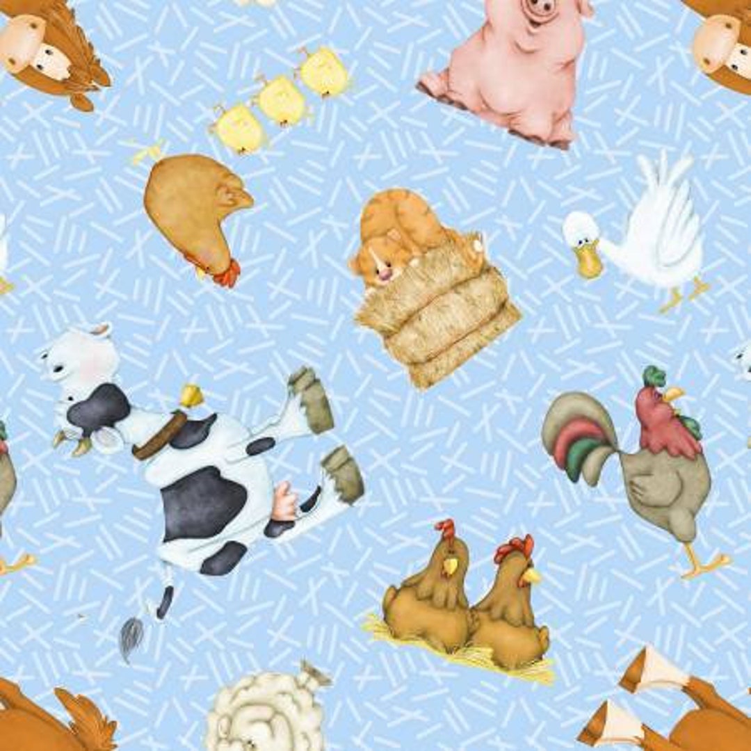 Blue Farm Animals Comfy Flannel - Etsy