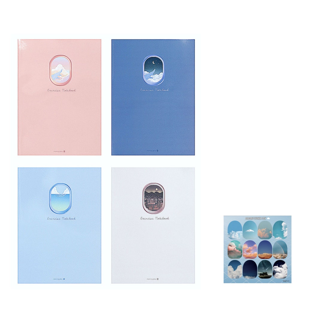 Cute Aesthetic Korean Unlined Notebook 4 Count in the Air Set With 1 ...