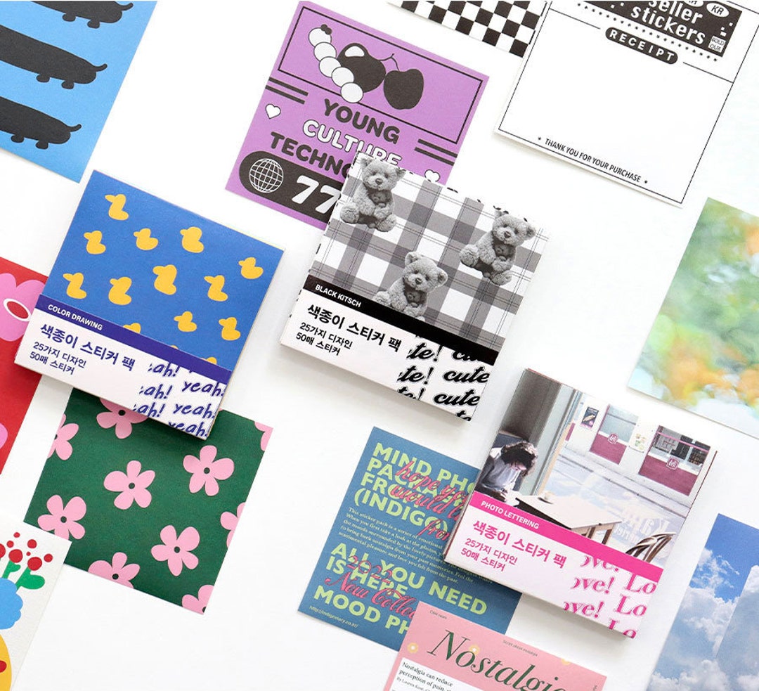 Cute Essential Korean Ins Kawaii Aesthetic Sticker Pack - 50 Sheet Pack ...