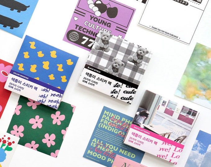 46 Pcs Kawaii Mini Paper Stickers Pack, Cute Animals Flowers Food ...