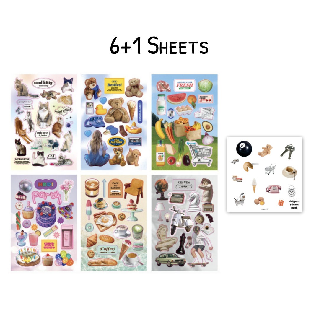 Y2k Stickers 7 Sheets Pack Kawaii Reusable Removable Stickers - Etsy