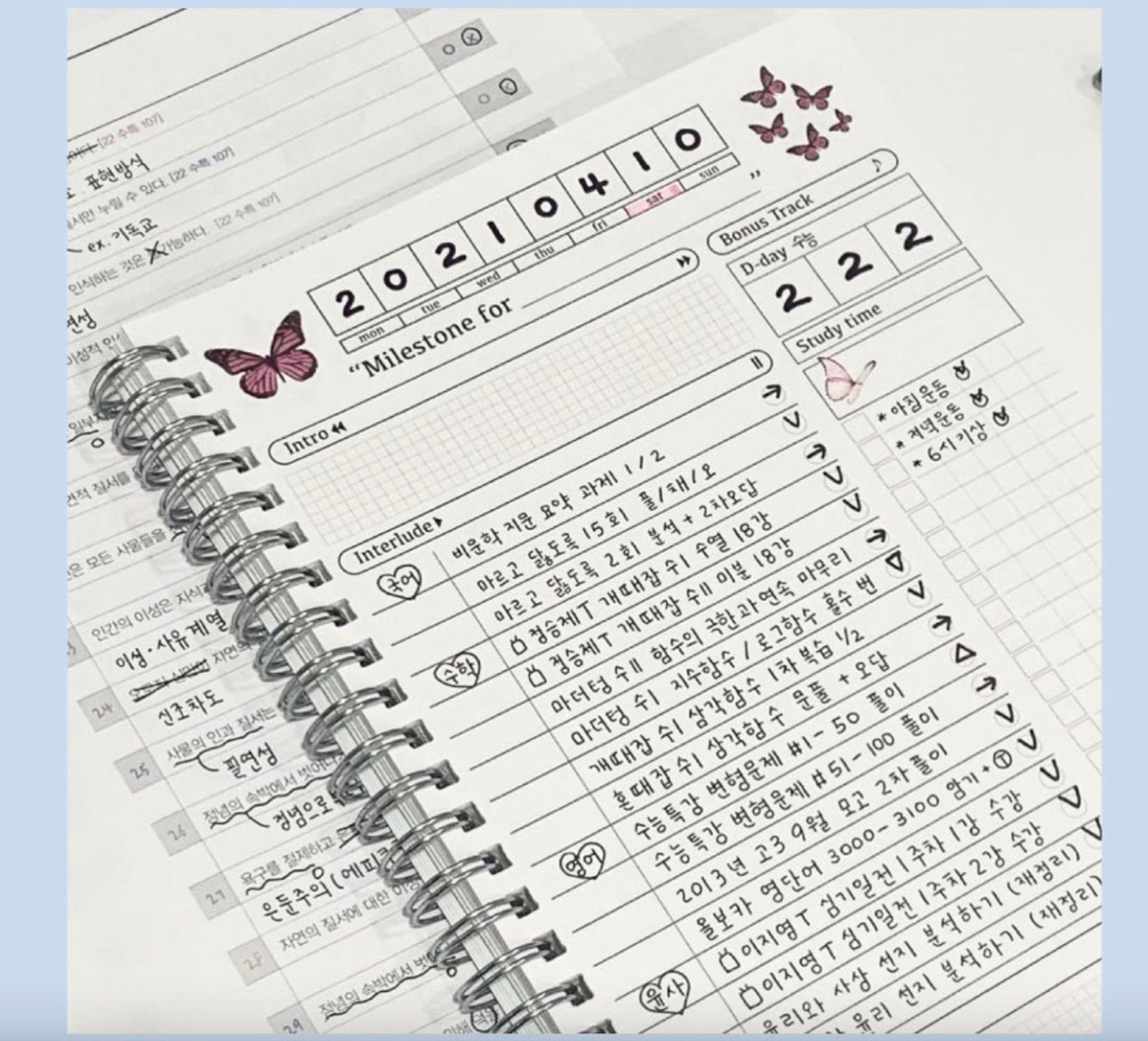 Cute Aesthetic Korean Daily Butterfly Study Planner + Sticker Sheet ...