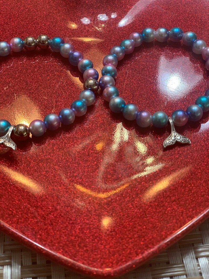 Mermaid/conch Shell/ Mermaid Tail/ or Silver Heart Charm Bracelets - Etsy