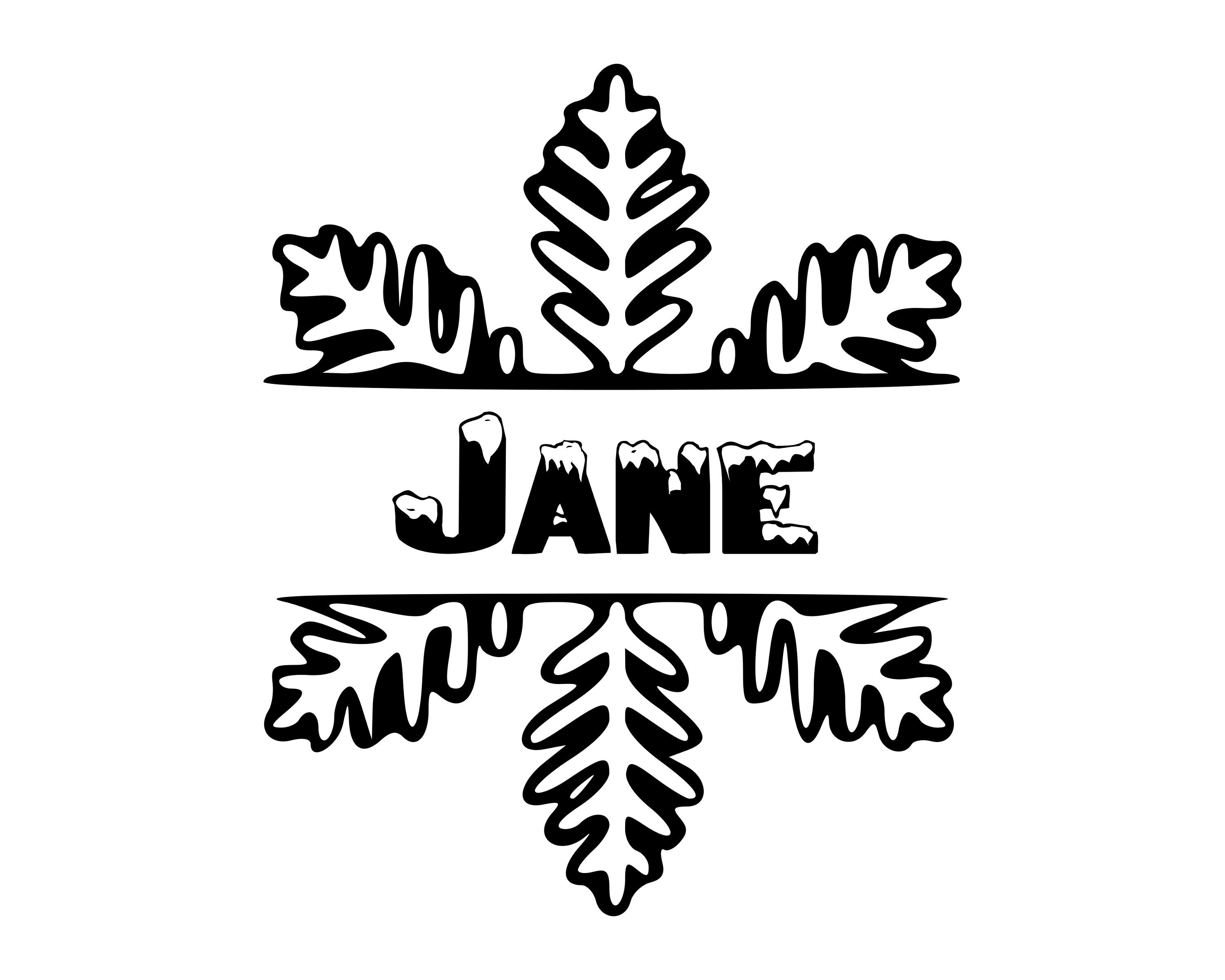 Snowflake Split Monogram Svg, Png / Svg Files for Cricut and Silhouette ...