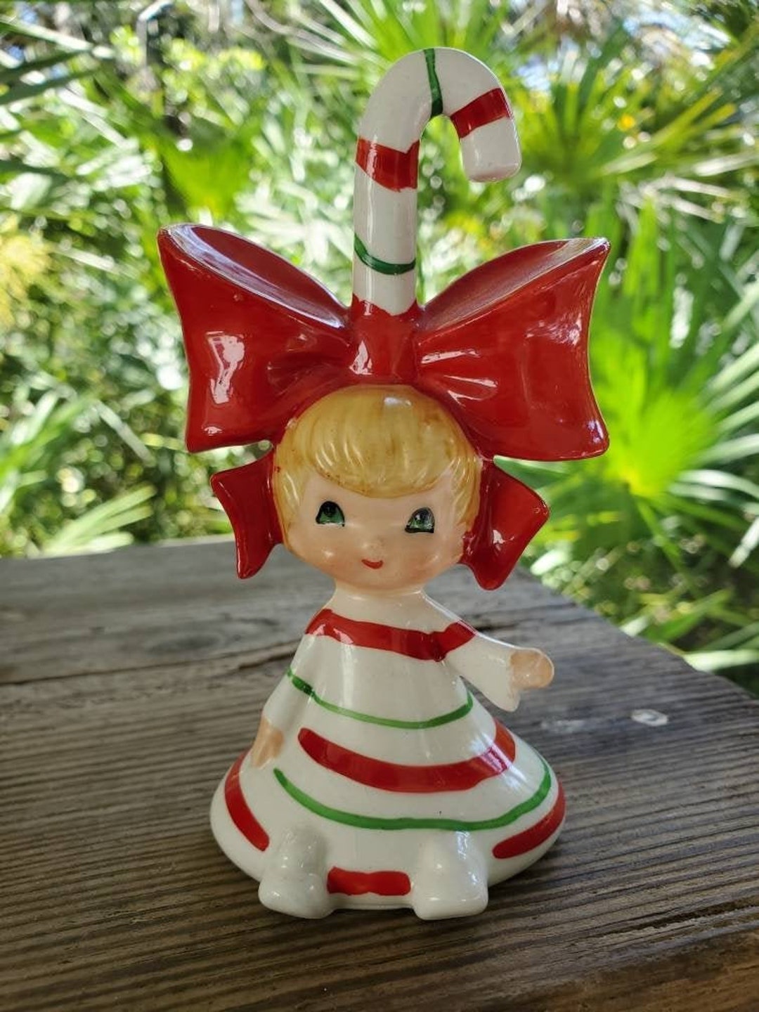 Lefton Christmas Bell Figurine – Girl With Red Bow, Japan Vintage - Etsy