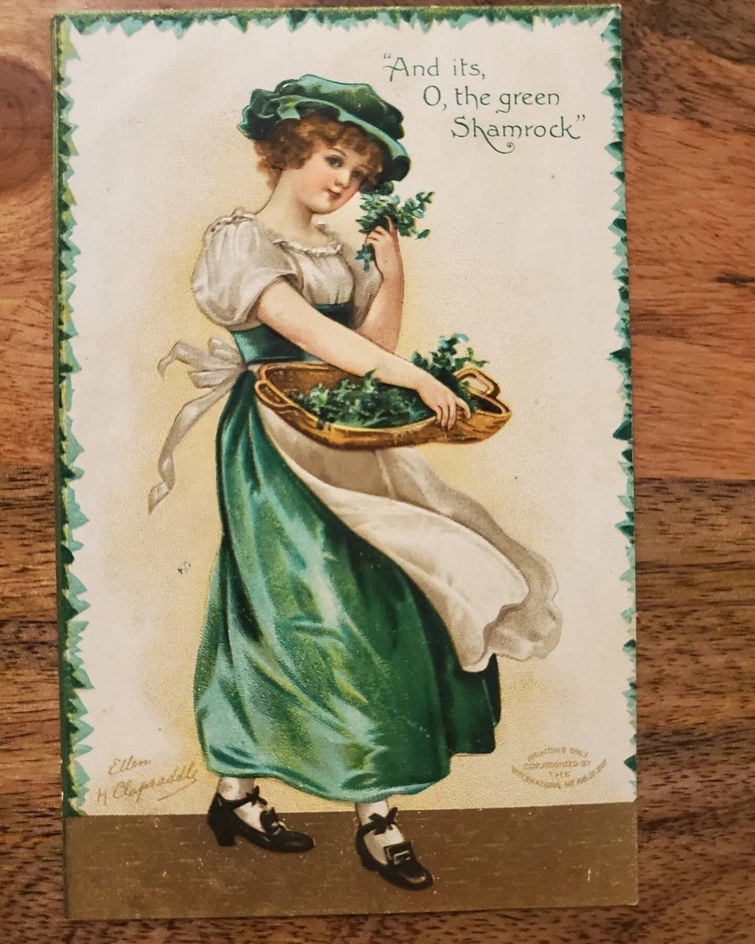 Ellen H Clapsaddle Postcard "and It's, O, the Green Shamrock." Irish ...