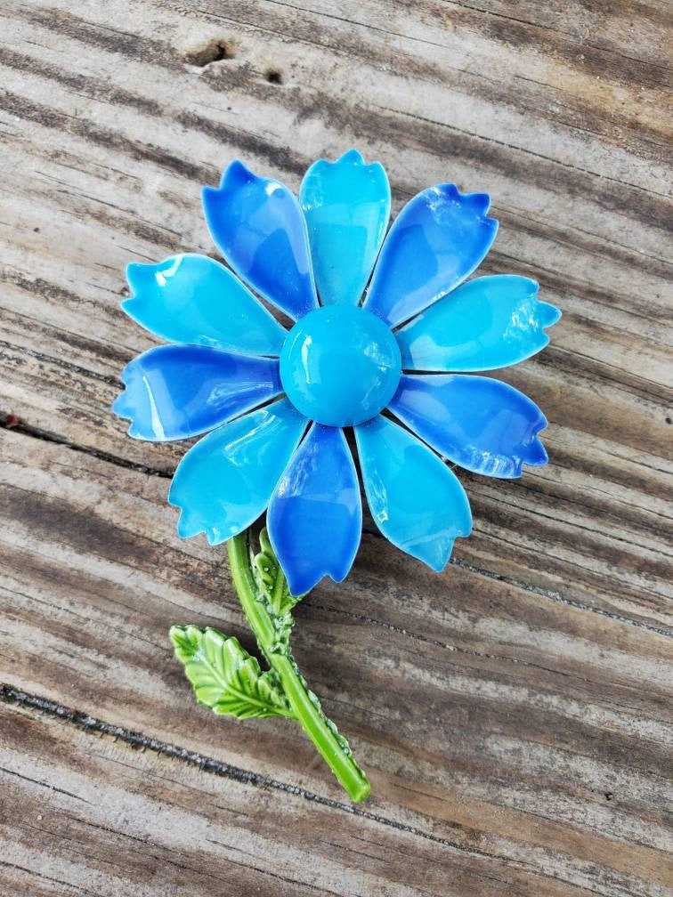 Vintage Blue Enamel Brooch Pin - Etsy UK
