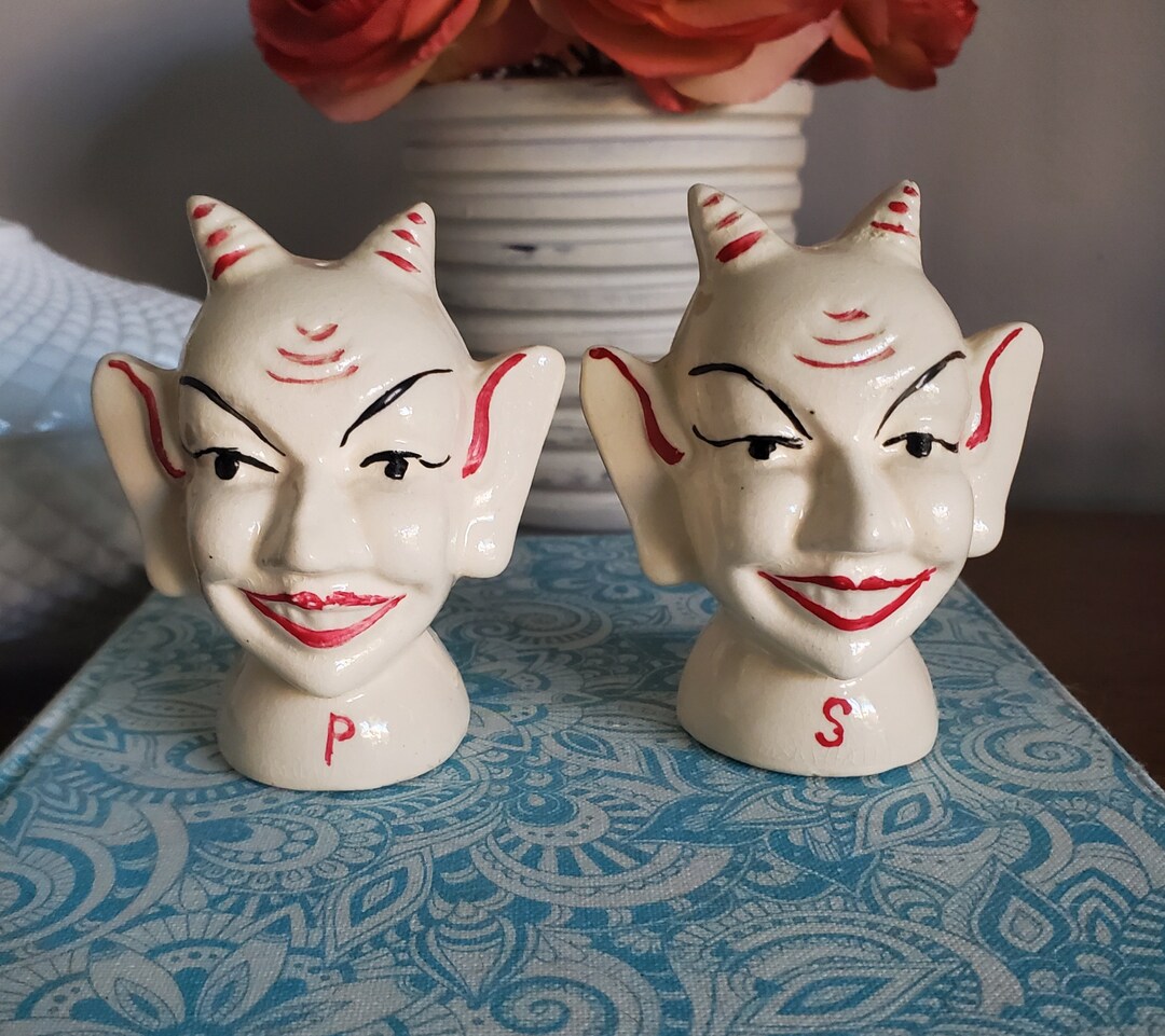Vintage Mid Century Devil Salt and Pepper Shaker Set, Vintage Shakers ...